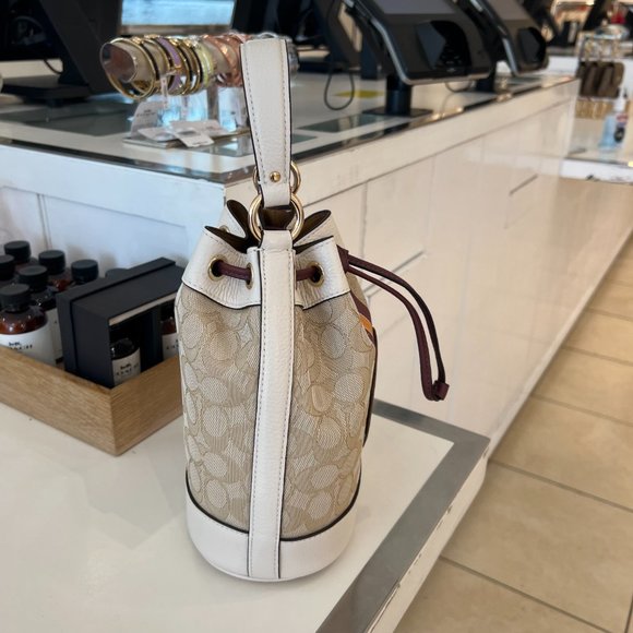 Coach | Bags | Dempsey Drawstring Bucket Bag In Signature Jacquard With ...